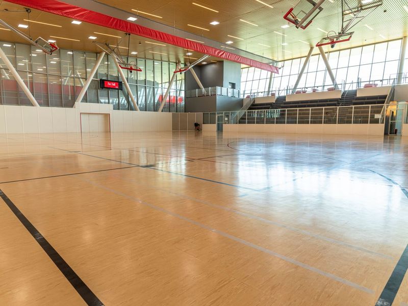 Large Gymnasium with Wooden Basketball Court in California, USA HDRi ...