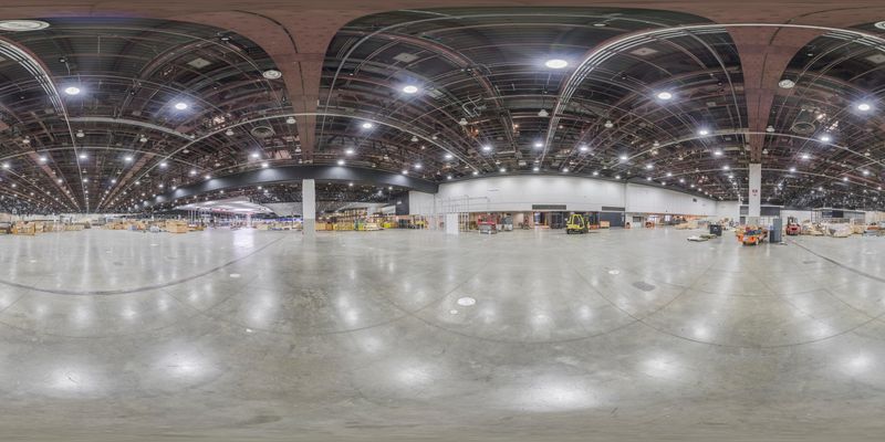Inside a Large Warehouse in Detroit, USA HDRi Maps and Backplates