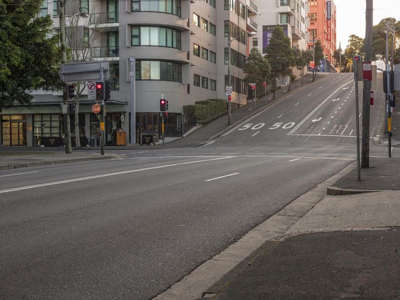 Long Street City Dawn on Asphalt Road HDRi Maps and Backplates