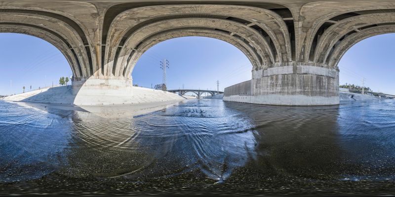 Los Angeles Arch Bridges: Reflection on Water HDRi Maps and Backplates