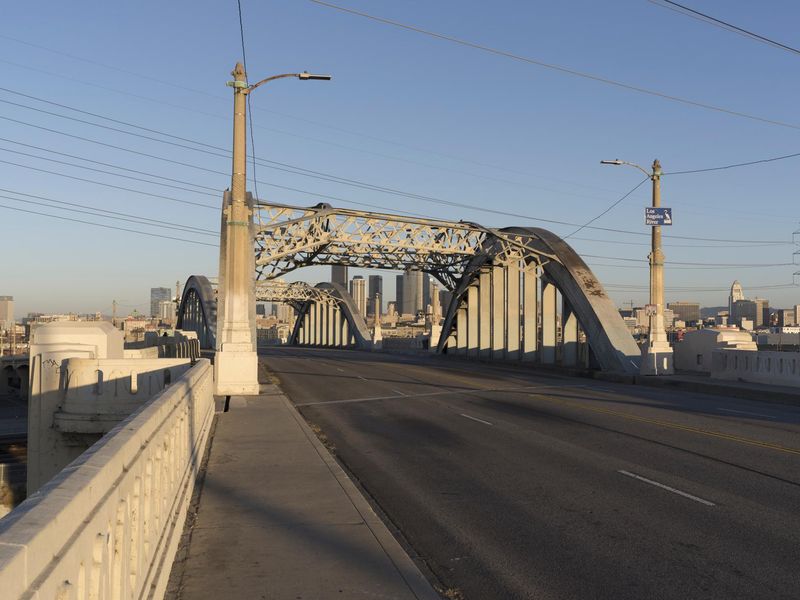 Los Angeles Bridge at Dawn Over City Street HDRi Maps and Backplates