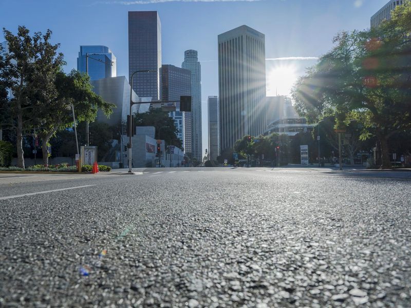 Los Angeles Daytime Cityscape with Clear Sky HDRi Maps and Backplates