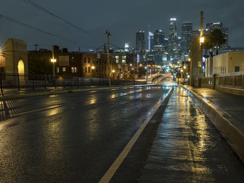 Night Skyline of Los Angeles, California, USA HDRi Maps and Backplates