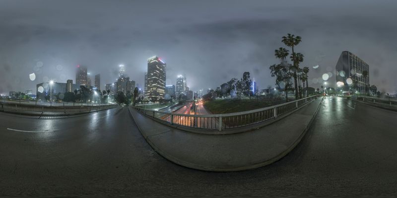 Los Angeles Night Skyline: High-Rise Buildings and City Lights HDRi ...