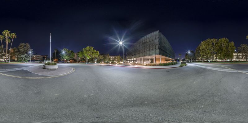 Los Angeles Parking Lot at Night: A Modern Building in the City HDRi ...