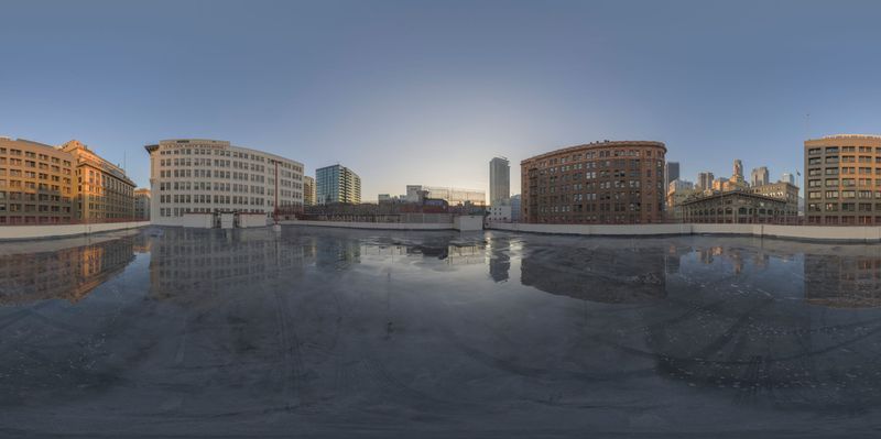 Los Angeles Skyline Reflection in Front of an Ice Rink HDRi Maps and ...