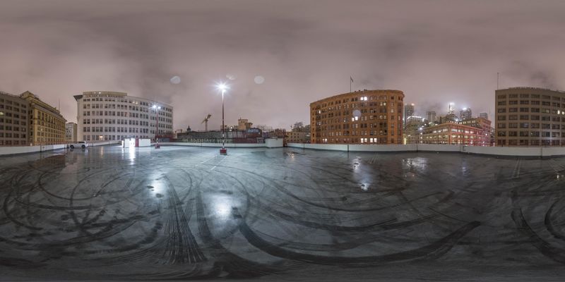 Winter Night Skating Rink in Los Angeles HDRi Maps and Backplates
