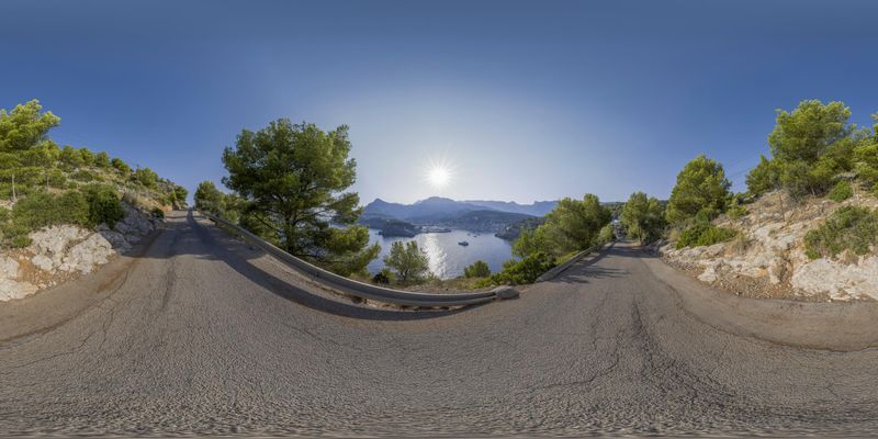 Mallorca Coastal Road: A Clear Sky View HDRi Maps and Backplates