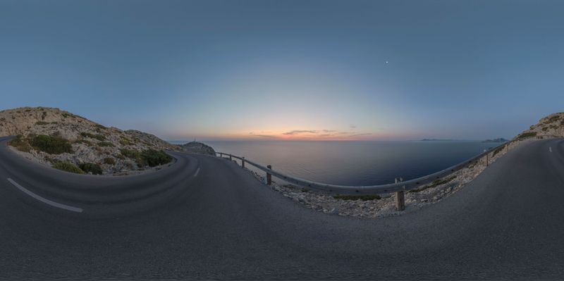 Mallorca, Europe: Curved Road Overlooking the Ocean at Sunset HDRi Maps ...