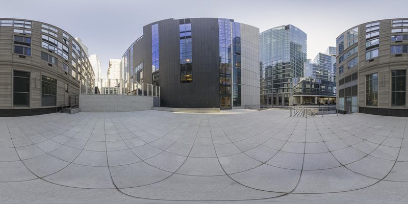 Manhattan Business District: Circular Buildings and Urban Vibes HDRi ...