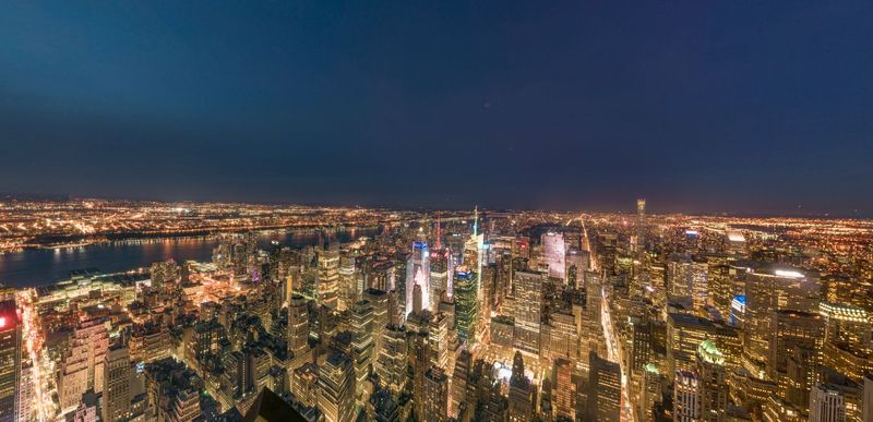 Manhattan Night Skyline in New York, USA HDRi Maps and Backplates