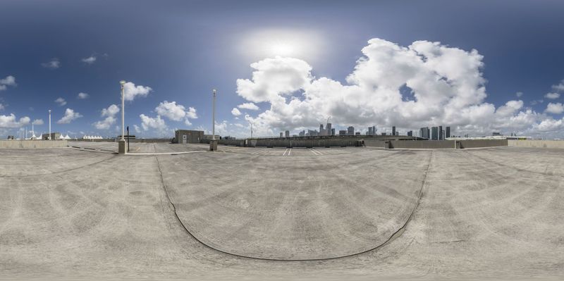 Miami Beach Asphalt Road: An Urban View HDRi Maps and Backplates