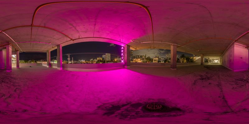 Miami Beach Cityscape at Night: Neon Lights Illuminate the City HDRi ...