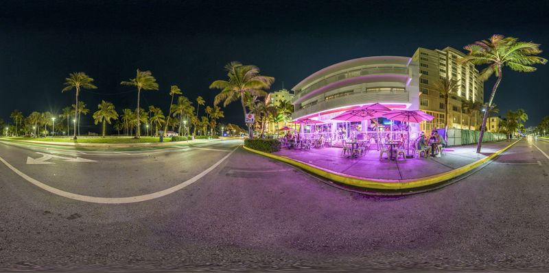 Miami Beach: Neon Lights at Night HDRi Maps and Backplates