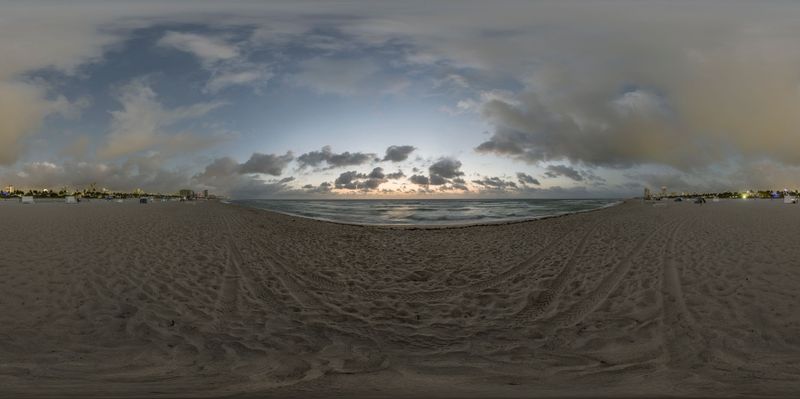 Miami Beach: Panoramic View at Dawn HDRi Maps and Backplates