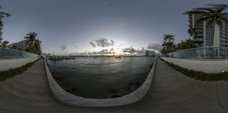 Miami Beach Skyline at Dawn: A View of the Ocean - HDRi Maps and Backplates