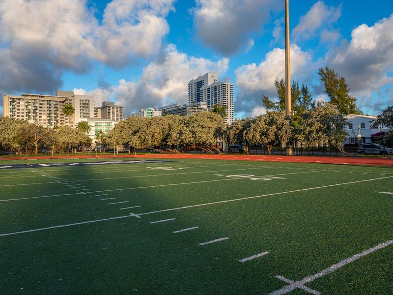 Miami Beach Soccer Field in Urban Setting HDRi Maps and Backplates