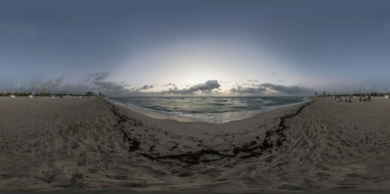 Miami Beach, USA: Coastal Sunrise with Dramatic Clouds HDRi Maps and ...