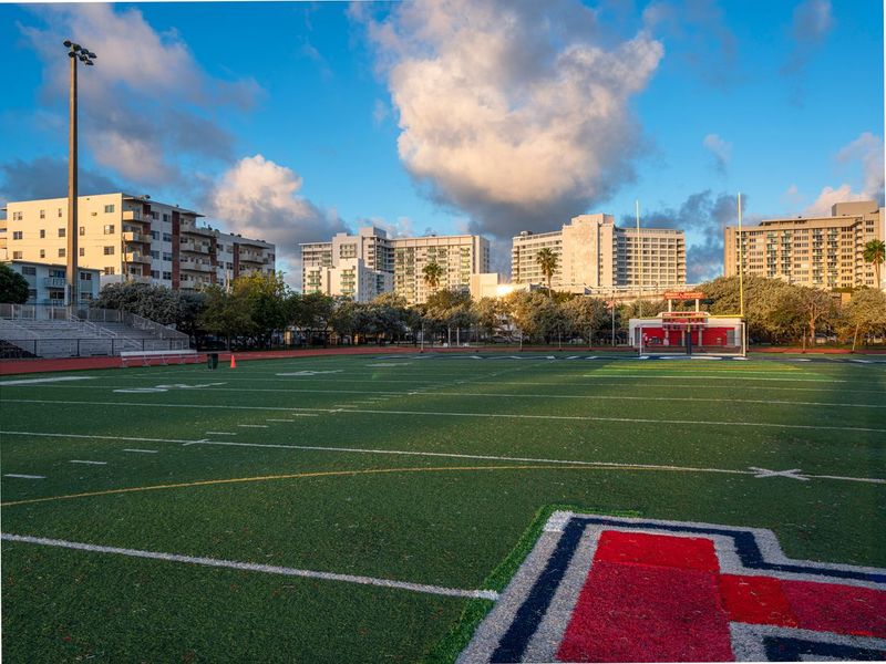 Miami Football Stadium: Green Grass and Sports HDRi Maps and Backplates