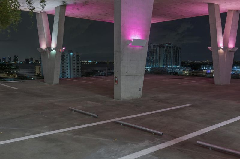 Night Cityscape of Miami: Pink Neon Lights HDRi Maps and Backplates