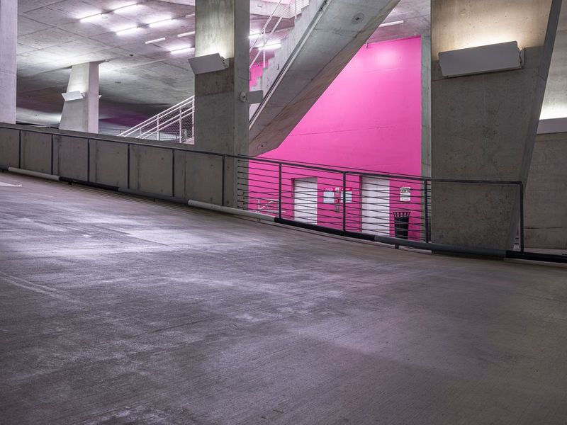 Miami Parking Lot with Indoor Stairs and Railings HDRi Maps and Backplates