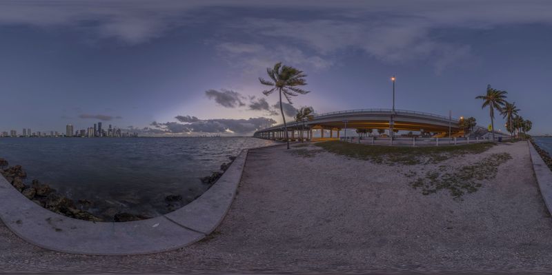 Miami River at Dusk: A Panoramic View - HDRi Maps and Backplates