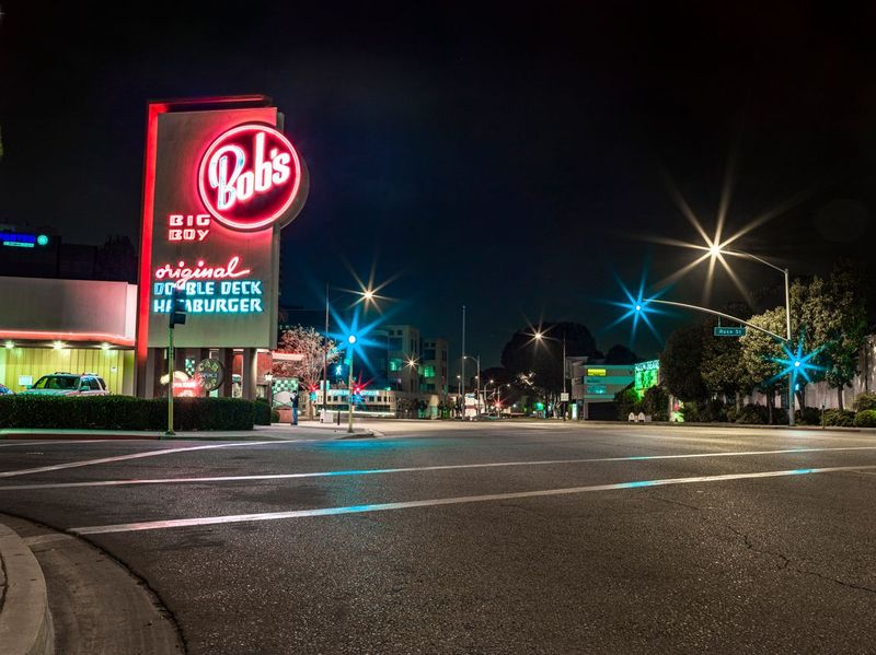 Midnight Street Lights in California, USA HDRi Maps and Backplates