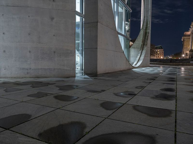 Modern Architecture in Berlin: Concrete Walls Under Artificial Light ...