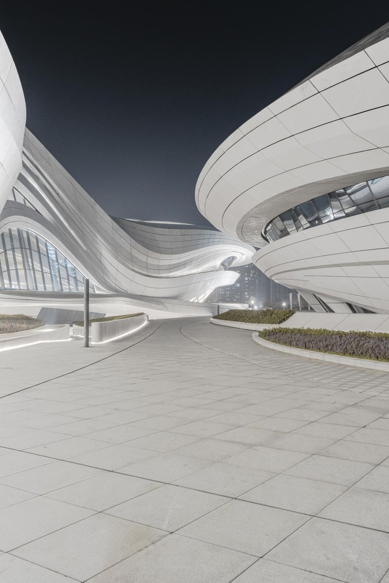 Modern Building with Curved Lines and Glass Roof HDRi Maps and Backplates