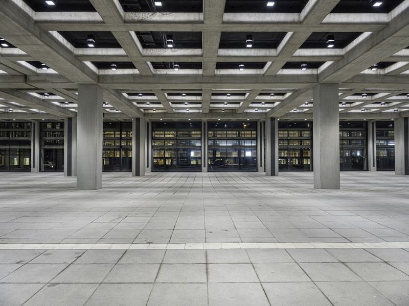 Modern Building with Open Air Duct Boxes and Lights on the Ceiling HDRi ...