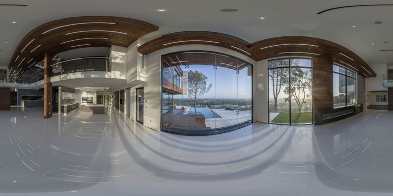 Inside View of a Modern House with Glass Walls and Balcony HDRi Maps ...
