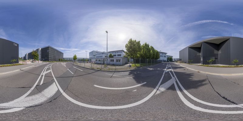 Modern Intersection in Germany with Clear Sky HDRi Maps and Backplates