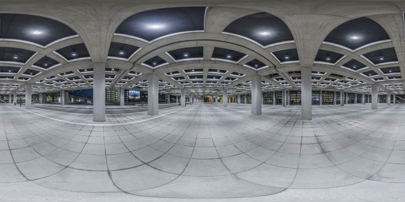 Monochrome City Street: Arches and Pillars HDRi Maps and Backplates