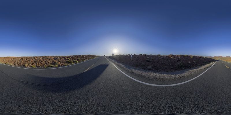 Monument Valley Road at Dawn in the USA HDRi Maps and Backplates