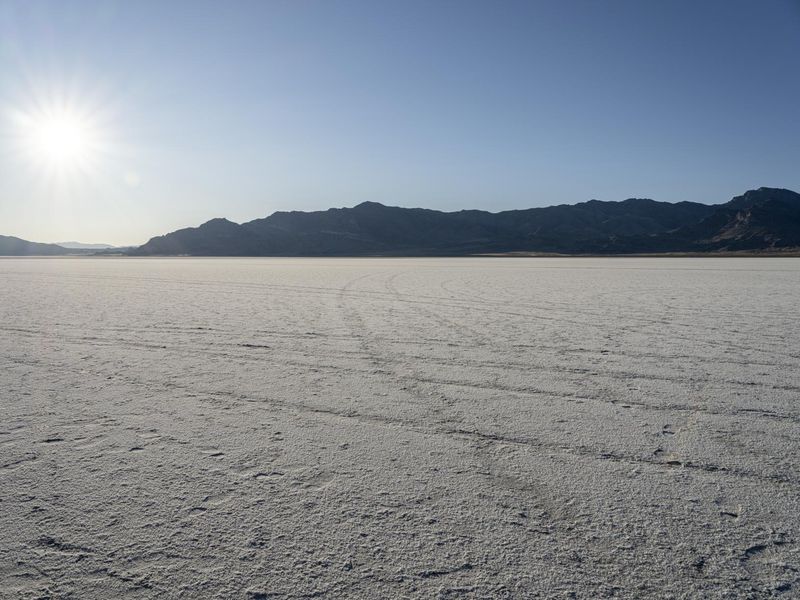 Motorcycle Driving on Salt Plain at Sunset near Mountains HDRi Maps and ...