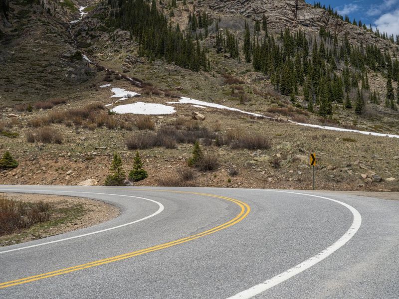 Mountainous Colorado Scenery: Asphalt Road Curves HDRi Maps and Backplates