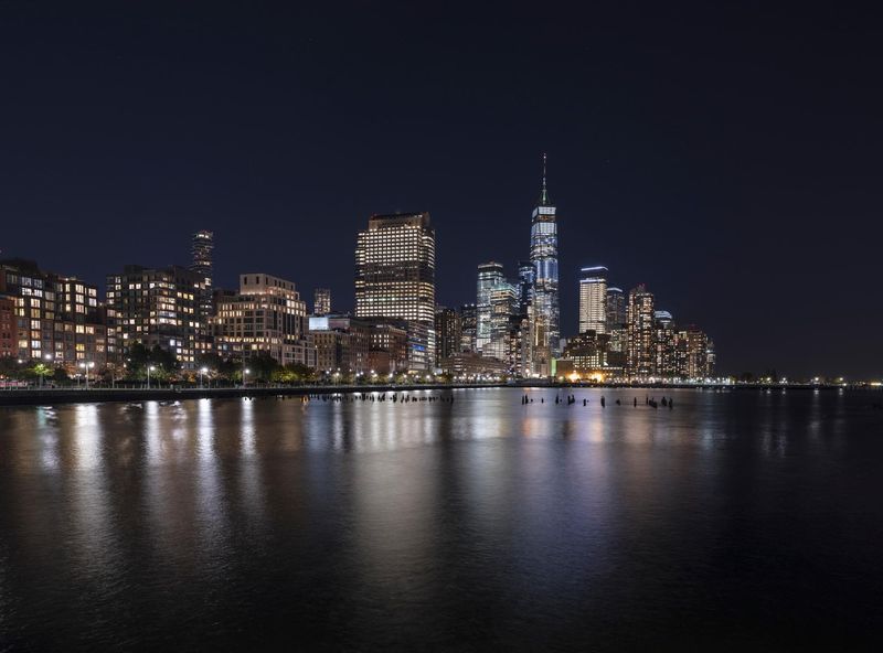 New York City Night Skyline HDRi Maps and Backplates