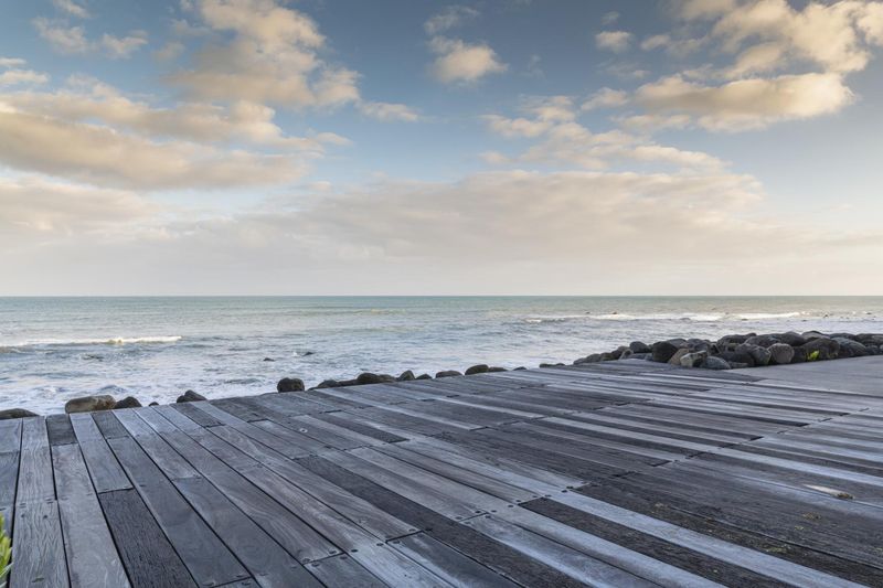 New Zealand Wood Walkway on Beach Waves HDRi Maps and Backplates