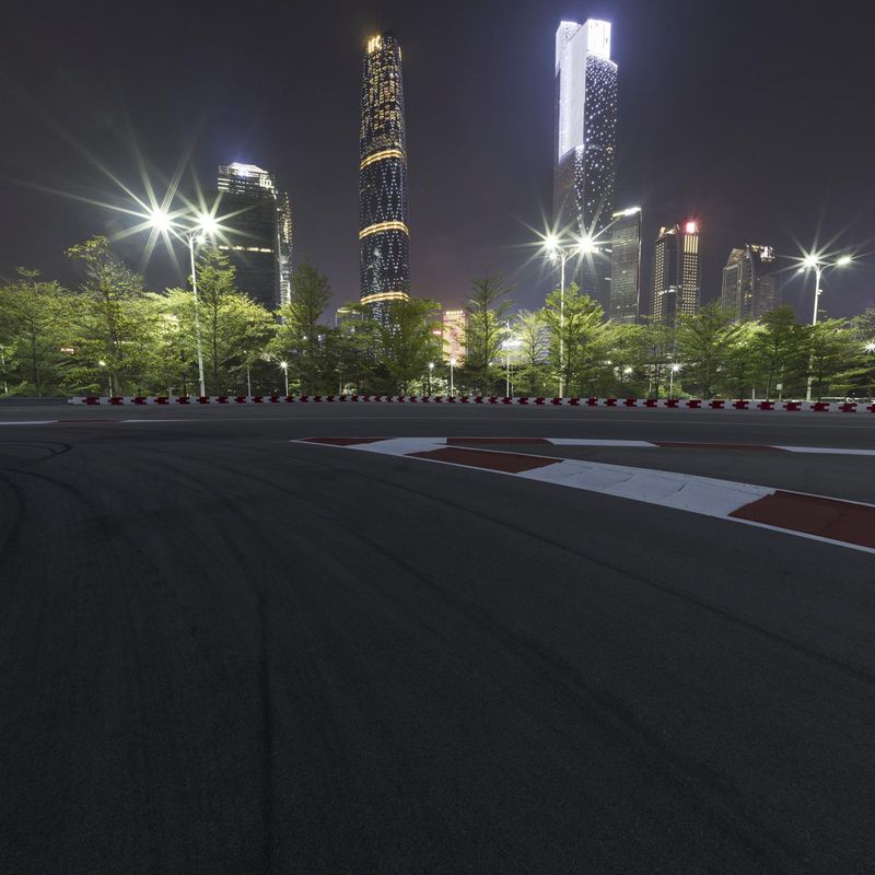 Night Race on Metropolitan City's Race Track HDRi Maps and Backplates