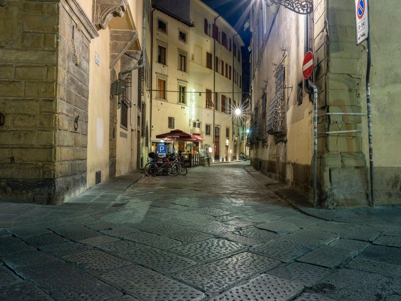 Night Scene of Florence, Italy with Straight Road HDRi Maps and Backplates