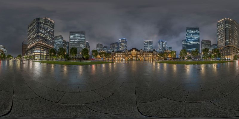 Night Scene in Tokyo: Japan's Business District HDRi Maps and Backplates