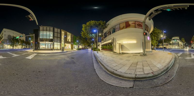 Night Street Intersection in Miami, Florida HDRi Maps and Backplates