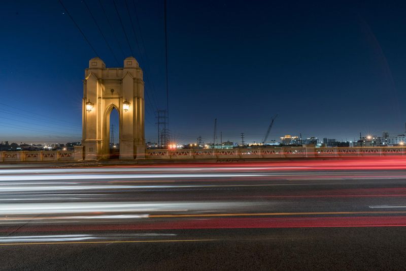 Night-time Cityscape with Illuminated Bridges and Highways HDRi Maps ...