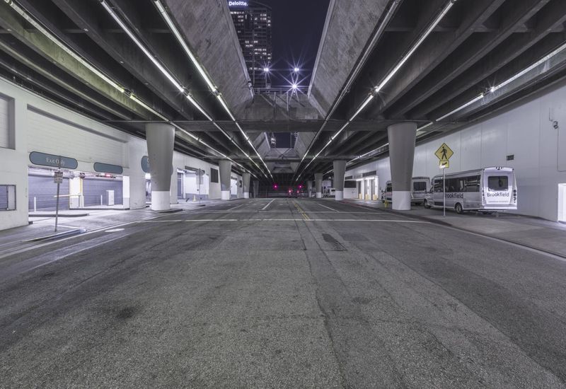 Night Time Empty Street Under Freeway Bridge HDRi Maps and Backplates