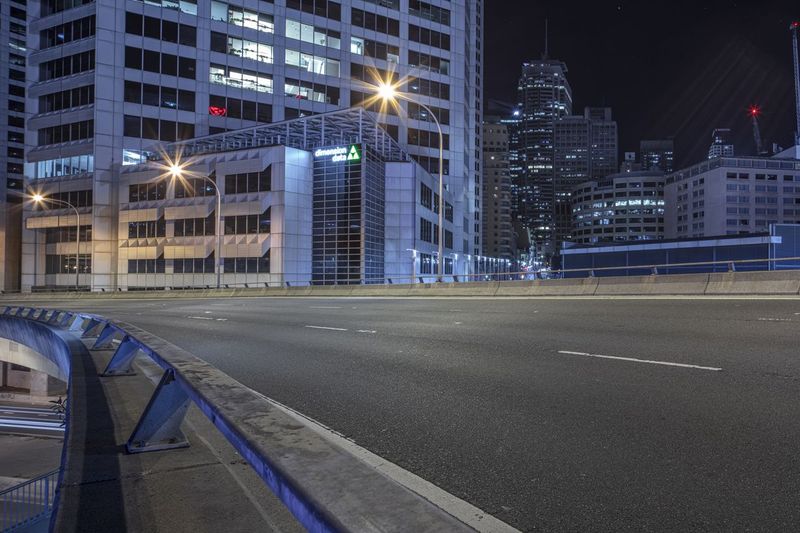 Night Time in the City: High-rise Buildings Illuminated by City Lights ...