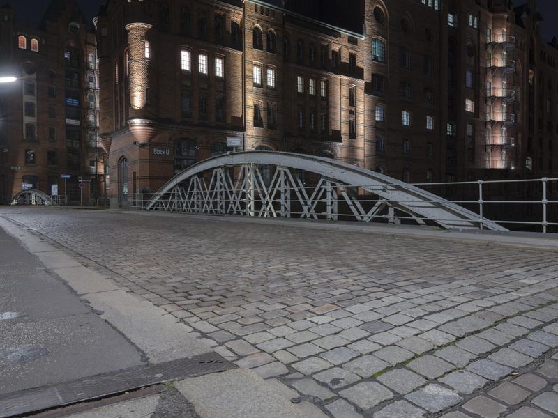 Night View of Cobblestone Bridge in Hamburg, Germany HDRi Maps and ...
