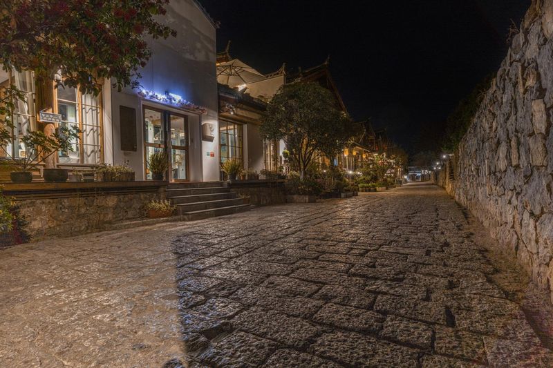 Night view of a cobblestone street in Lijiang, China HDRi Maps and ...