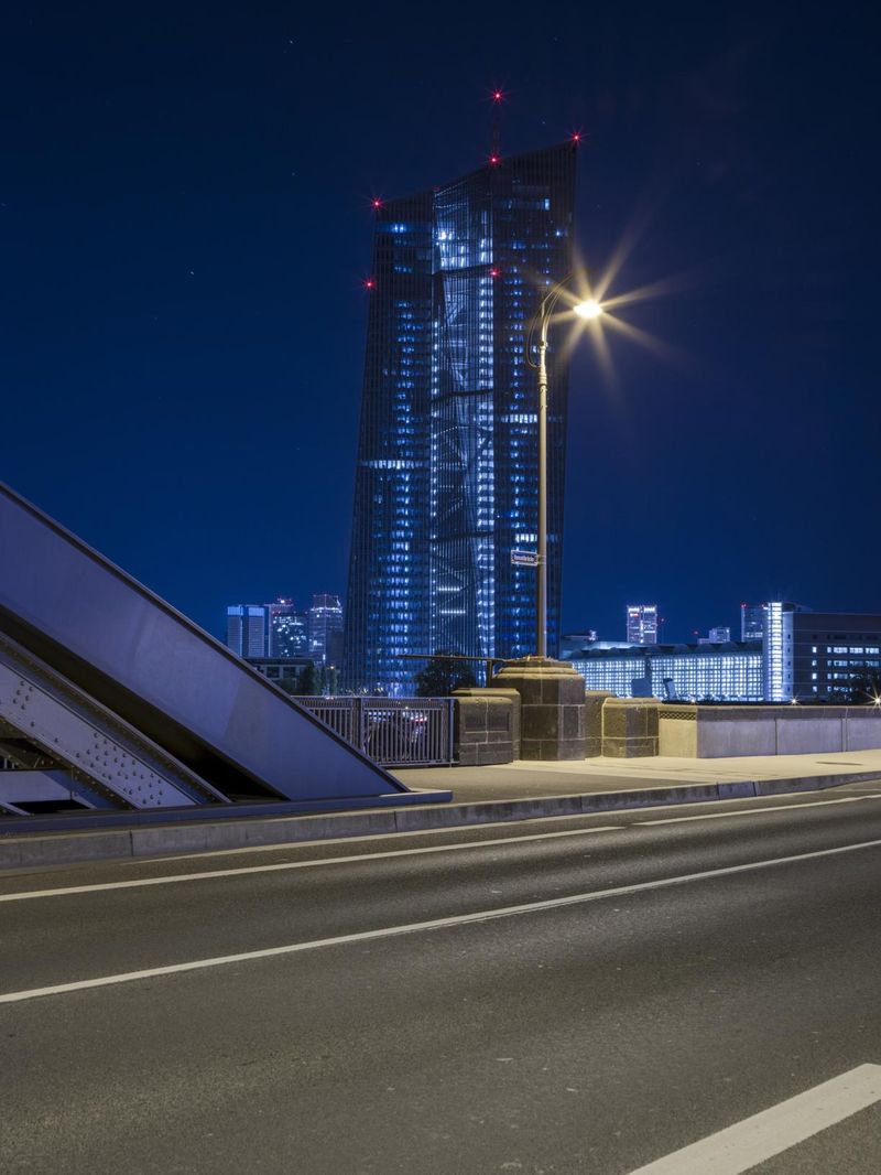 Night View of Frankfurt Germany Skyscrapers HDRi Maps and Backplates