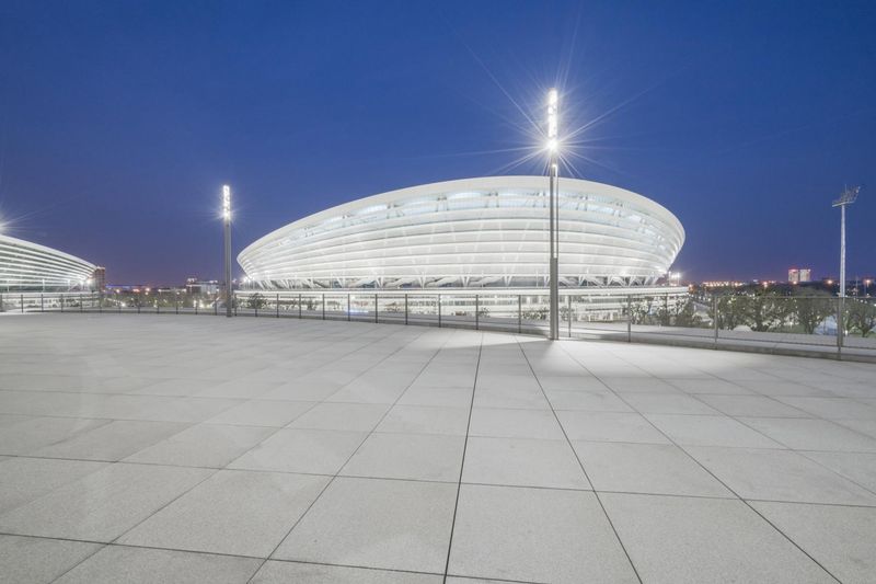 Night View of Modern Stadium Building in Shanghai HDRi Maps and Backplates