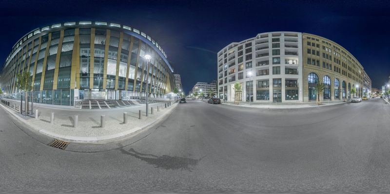 Nighttime in Berlin's Financial District: Illuminated Architecture HDRi ...